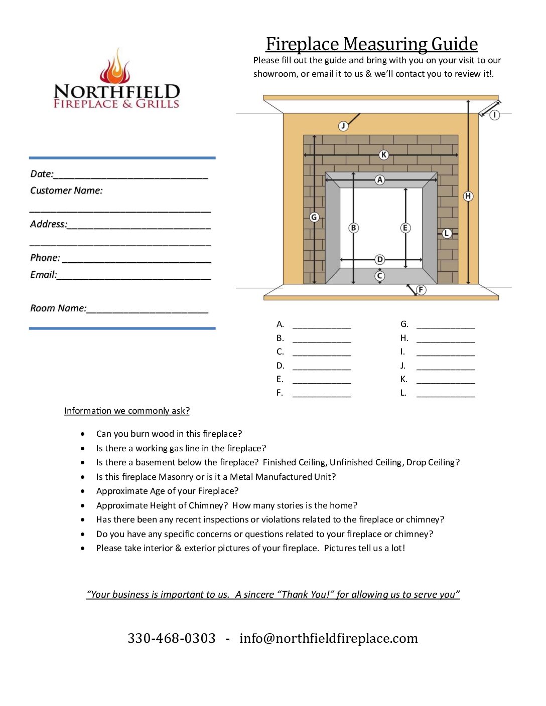 Fireplace Measurement Guide | Northfield Fireplace & Grill